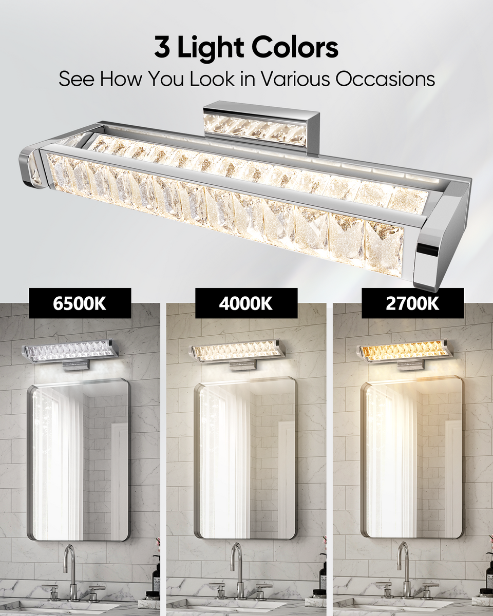 JACKYLED Bathroom Vanity Light Fixtures, 2 Swivel Light Bars 360° Adju