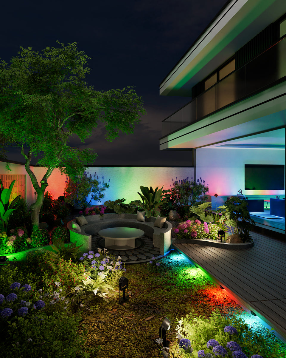 JACKYLED Christmas Landscape Lighting, Outdoor RGB Multi-Color 63.3ft