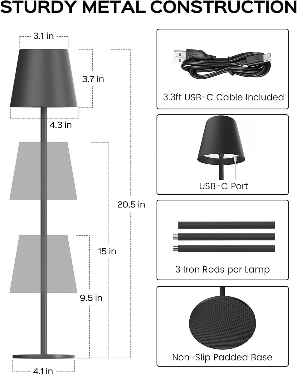 Cordless Table Lamps Rechargeable, 3 Adjustable Height – JACKYLED