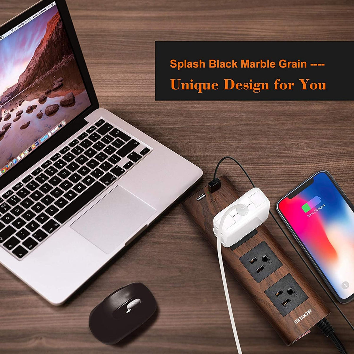 Flat Plug Brown Extension Cord Vintage Surge Protector – JACKYLED