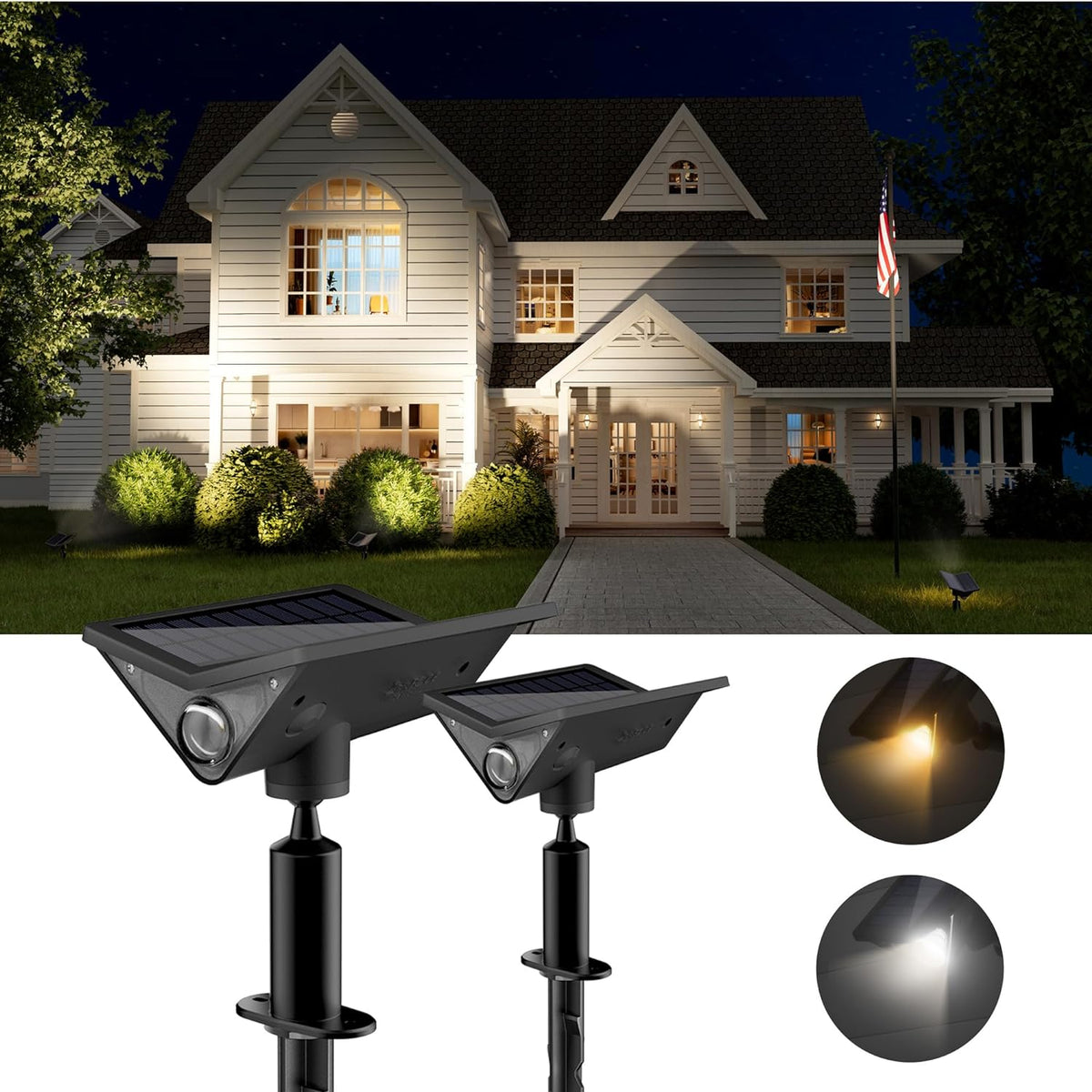 Dual Solar Panels Outdoor Solar Lights 3000K/6000K – JACKYLED